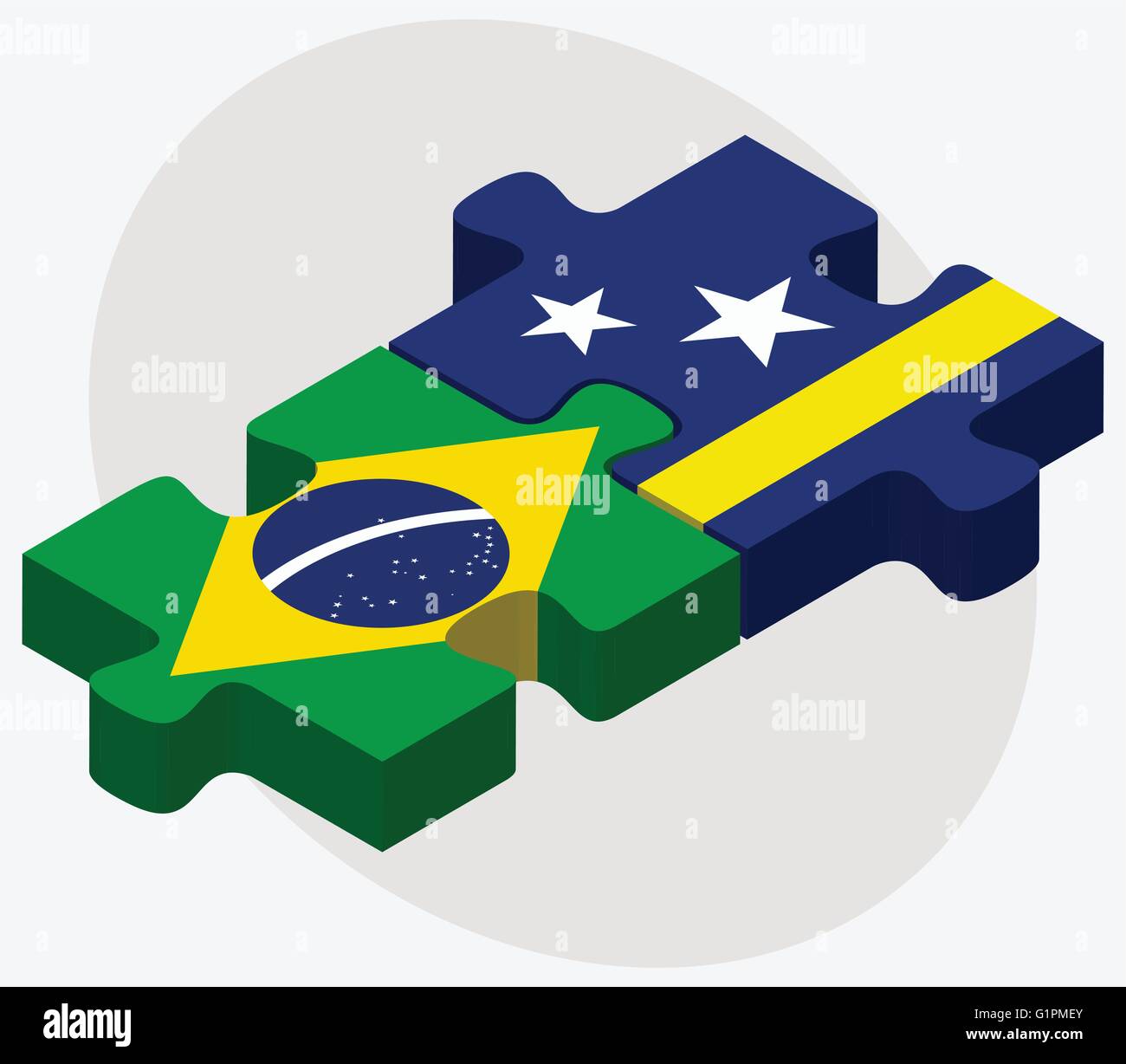 Brazil and Curacao Flags in puzzle isolated on white background Stock ...