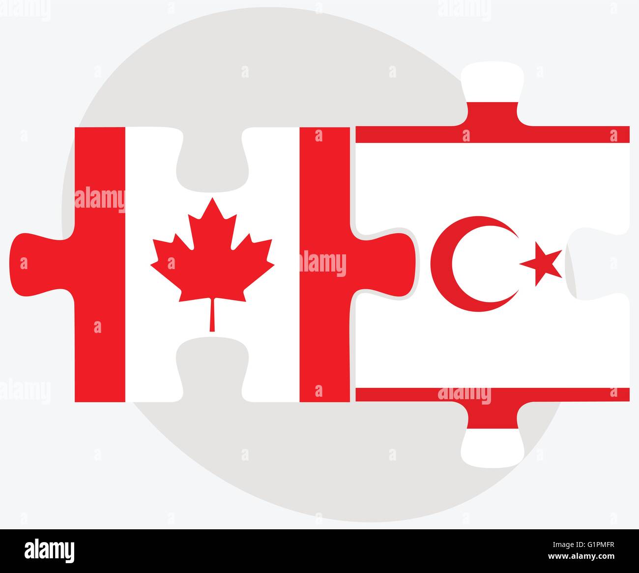 Canada and Turkish Republic of North Cyprus Flags in puzzle isolated on ...