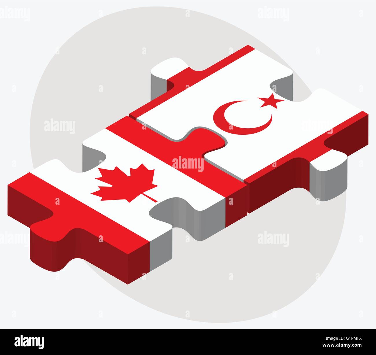 Canada and Turkish Republic of North Cyprus Flags in puzzle isolated on ...