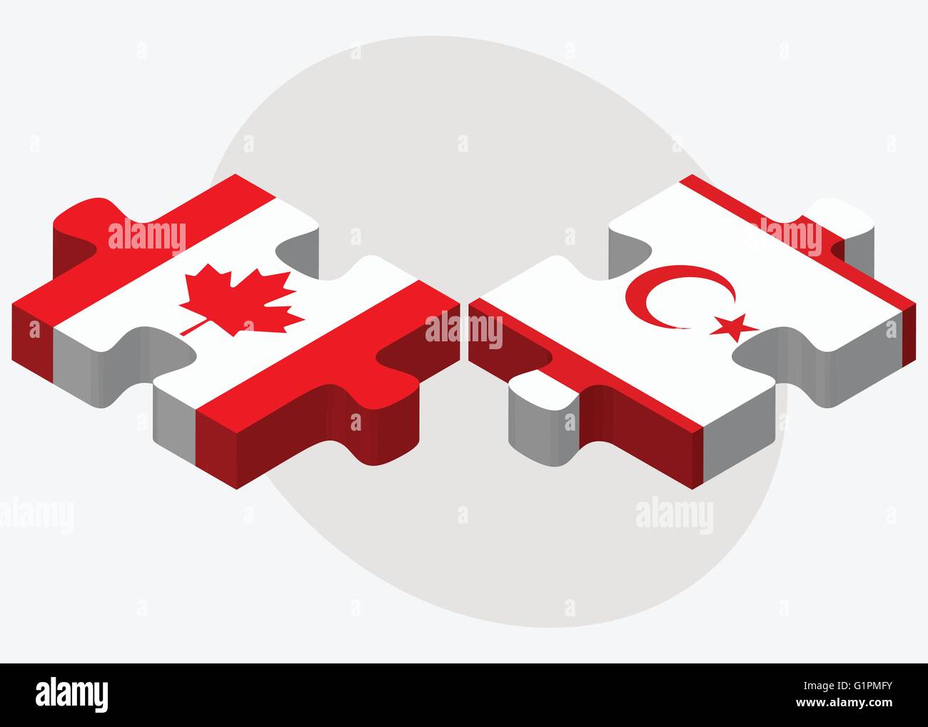 Canada and Turkish Republic of North Cyprus Flags in puzzle isolated on ...