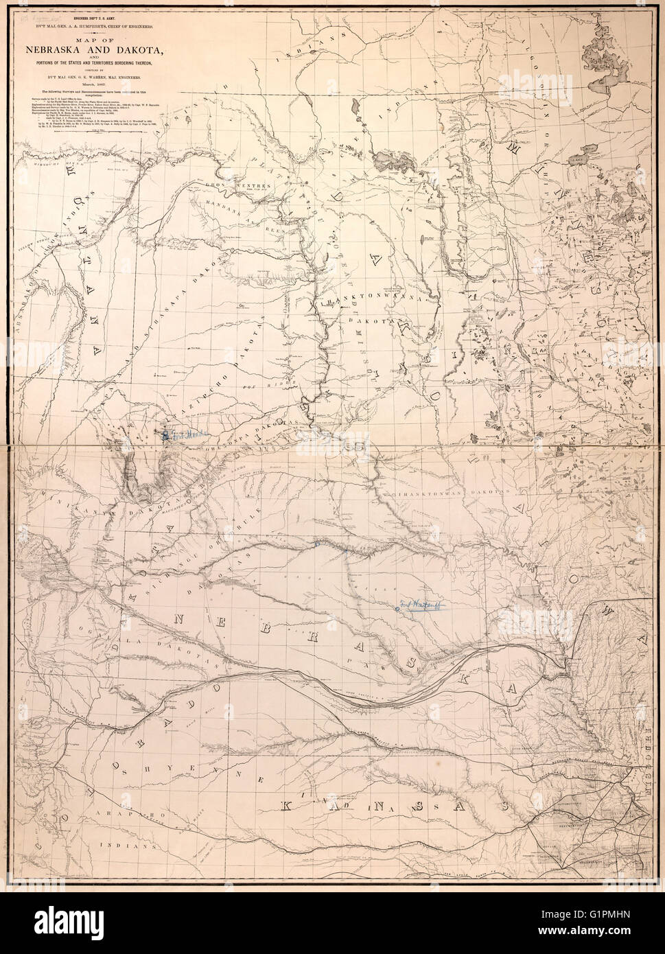 MAP: NEBRASKA, 1867. Map of Nebraska and Dakota and portions of the ...