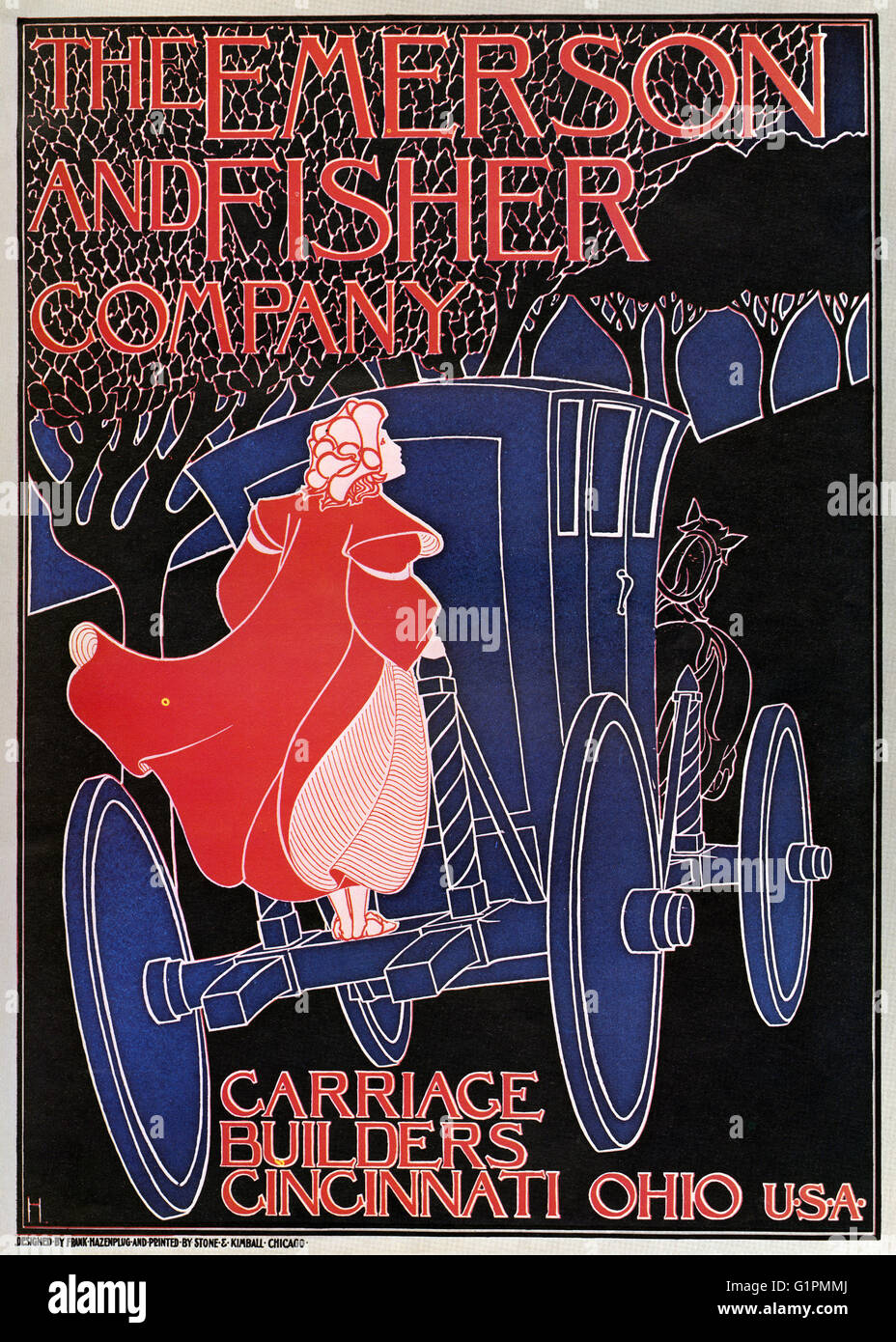 CARRIAGE POSTER, 1896. Poster advertising the Emerson and Fisher ...