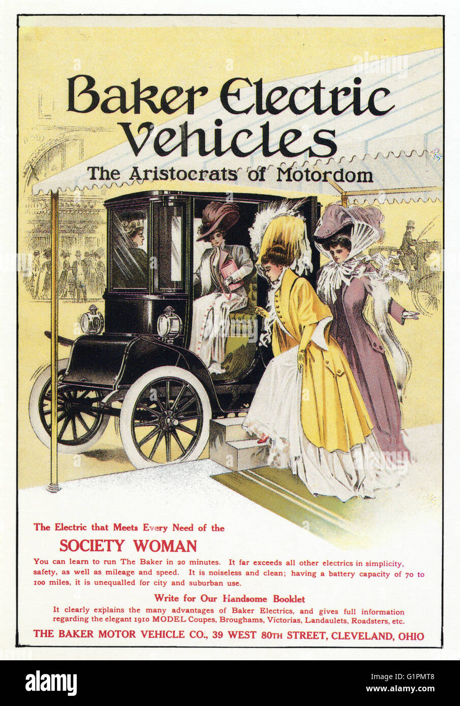 AD: ELECTRIC CAR, 1909. American advertisement for Baker Electric ...