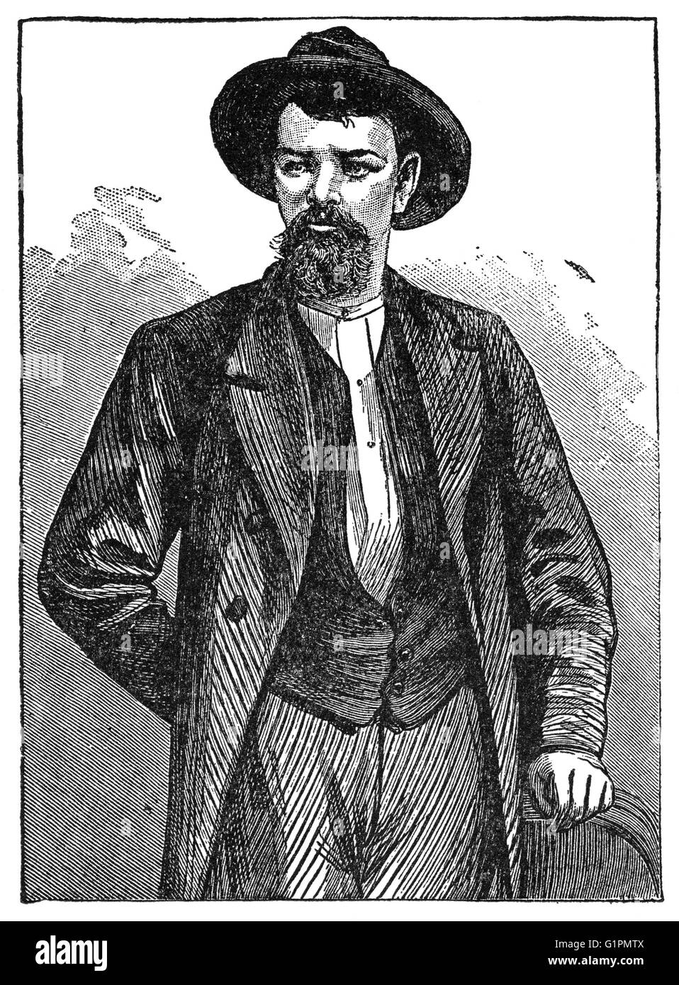 JESSE JAMES (1847-1882). American outlaw. Wood engraving, c1882 Stock ...