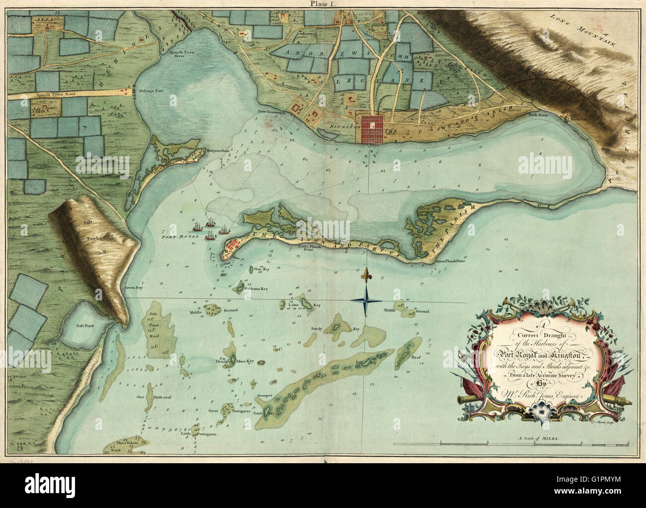 MAP: JAMAICA, 1756. British map of the harbors of Port Royal and ...