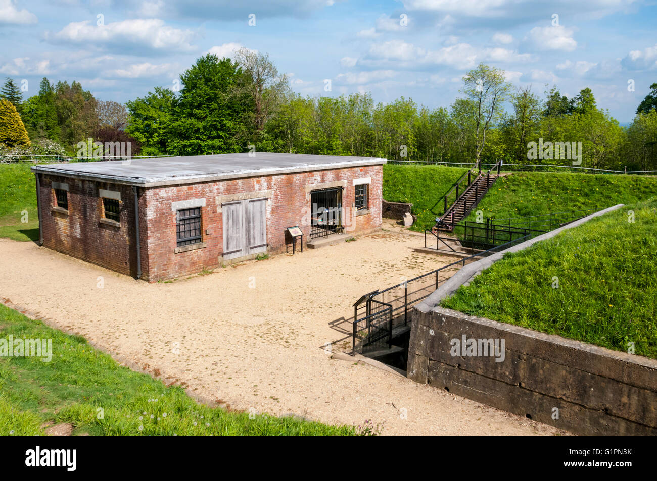 The 19th century Reigate Fort on the North Downs south of London Stock ...
