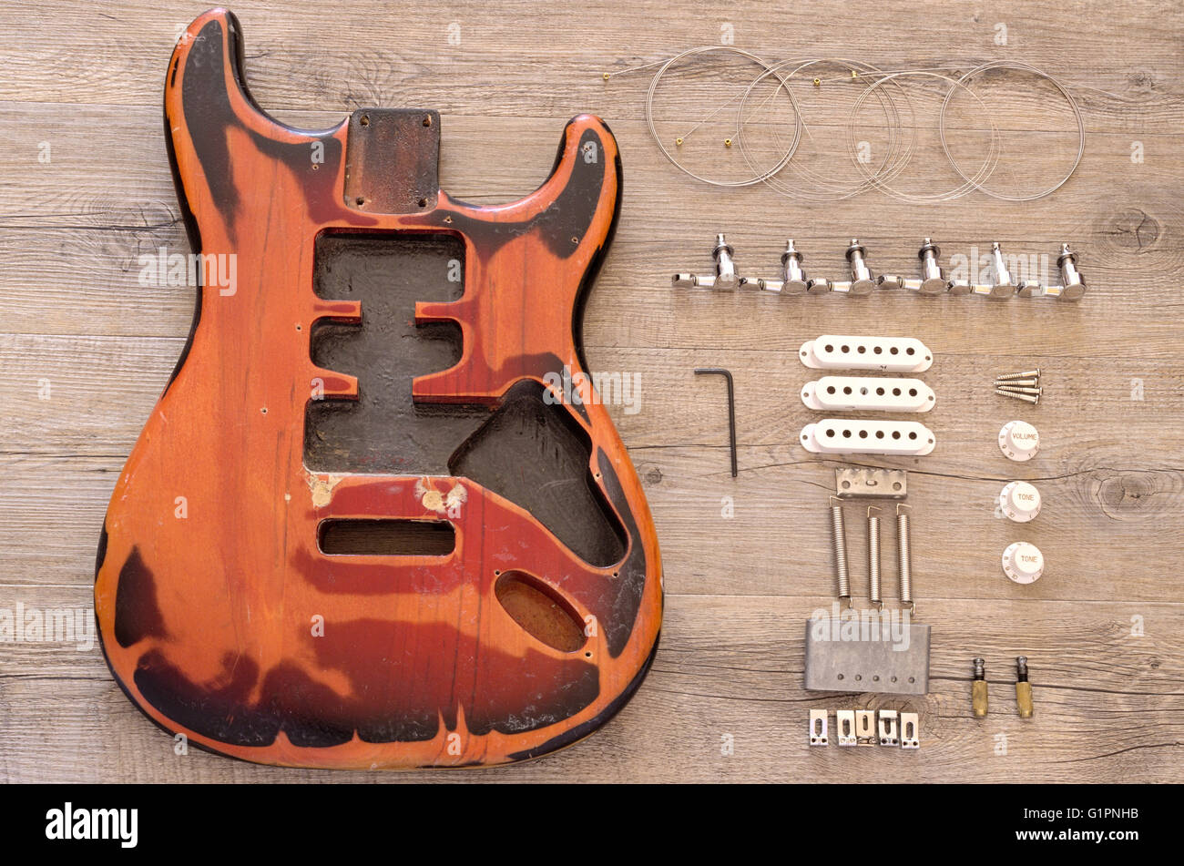 Vintage electric guitar spare parts Stock Photo - Alamy