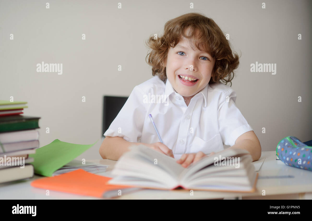 Elementary school student with homework Stock Photo - Alamy