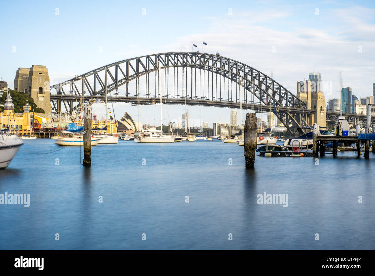 Sydney Harbour Bridge and Opera House from Blues Point Stock Photo - Alamy