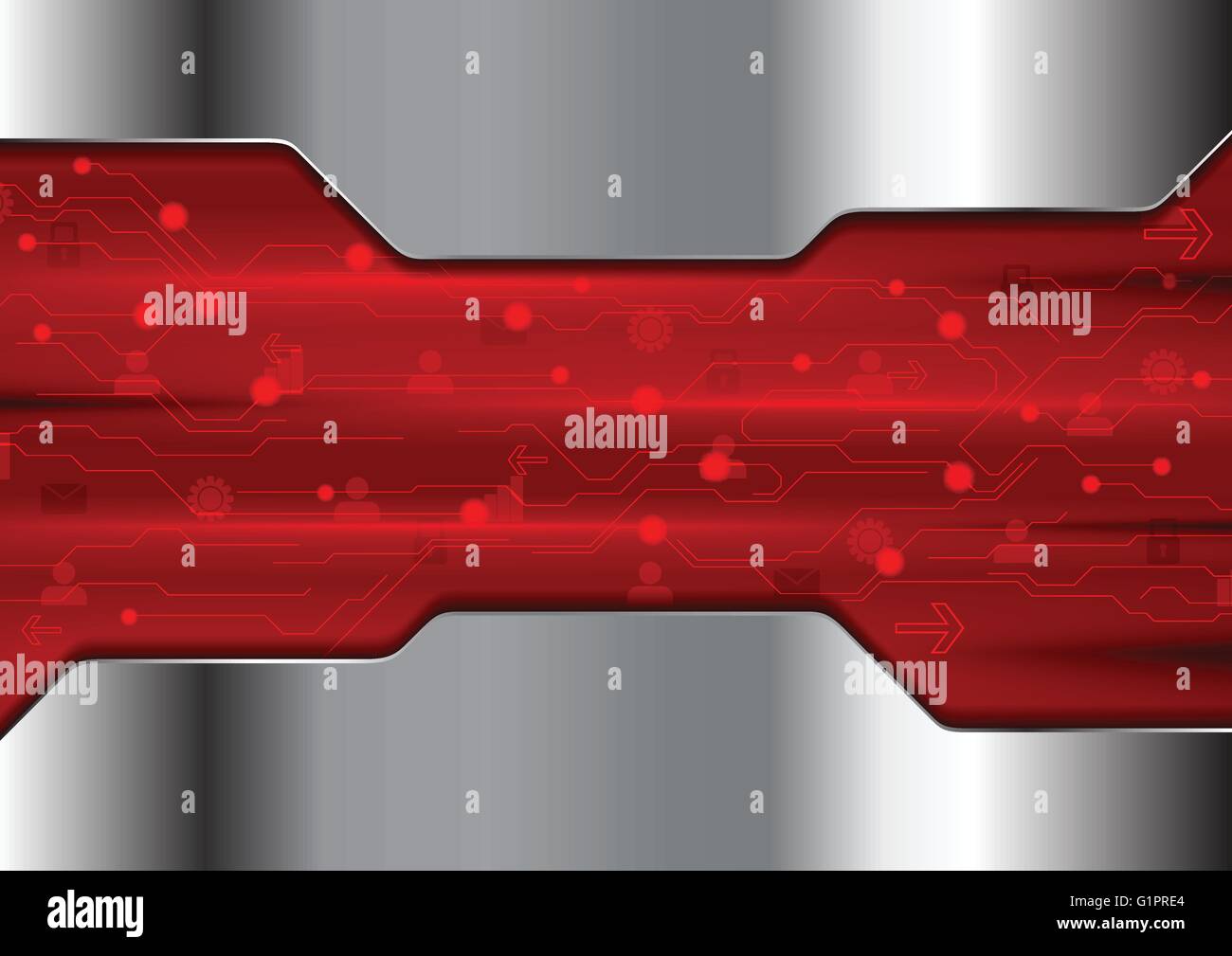 Abstract red technology design with metallic texture. Bright hi-tech ...
