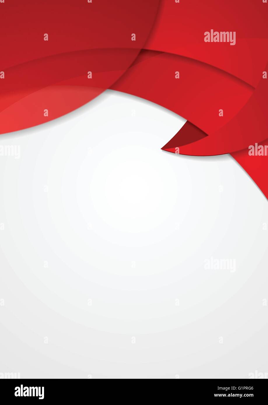 Abstract red corporate wavy flyer design. Vector material background ...