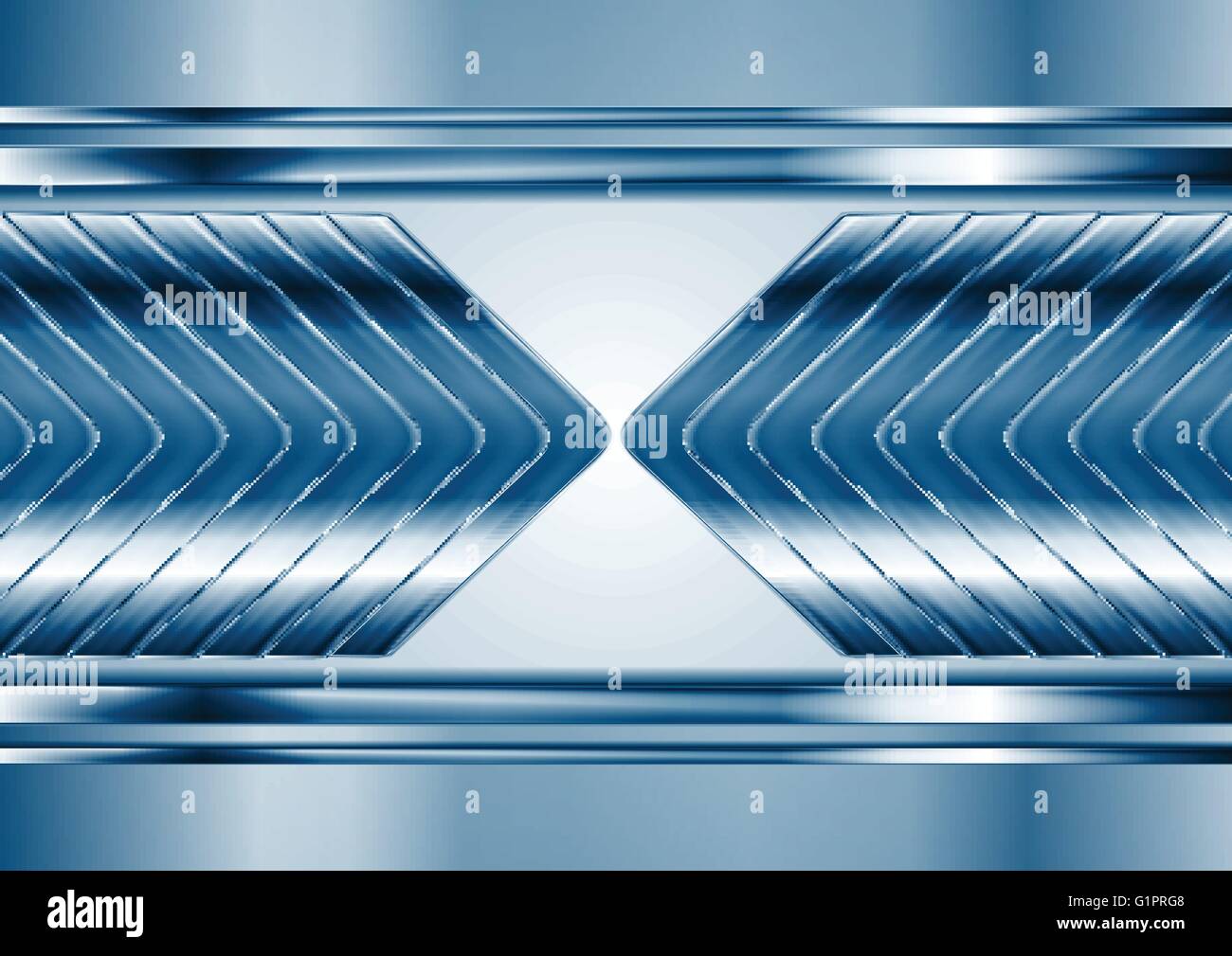 Abstract blue metal tech arrows background. Vector chrome technology ...