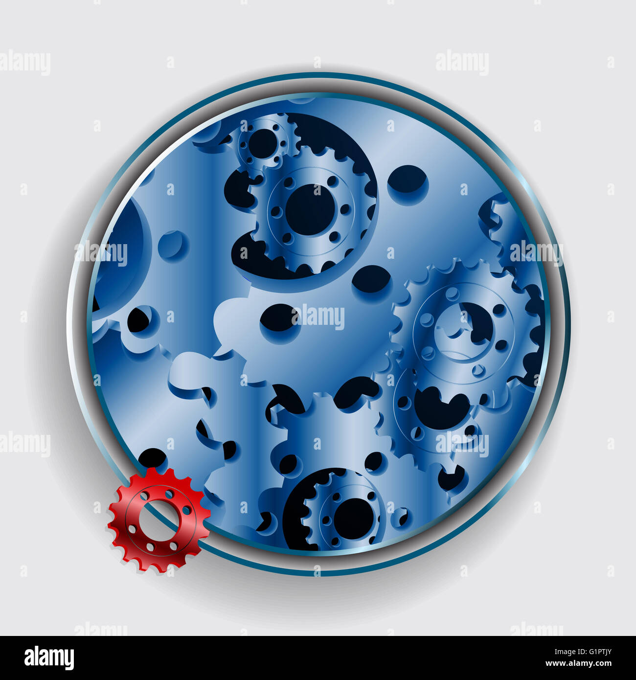 Metallic Border with Blue Metal Cogs and a Red One Coming Out From the ...