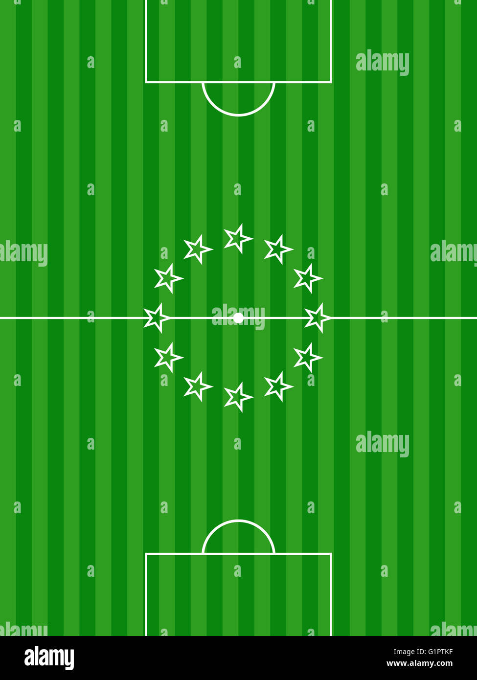 Green Football Soccer Pitch Background with Stars on is Center Stock ...