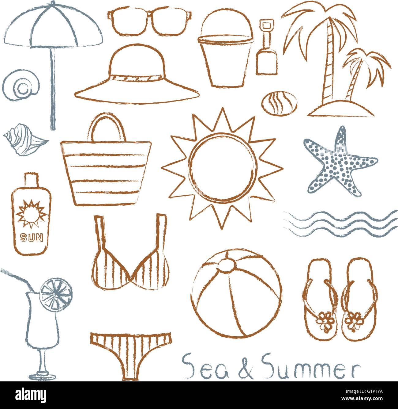 Shell sea sketch hand Stock Vector Images - Alamy