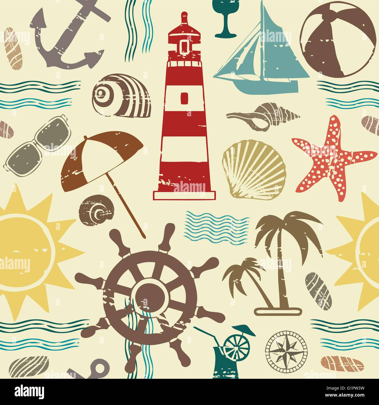 Sea themed seamless pattern 1 Stock Vector Image & Art - Alamy