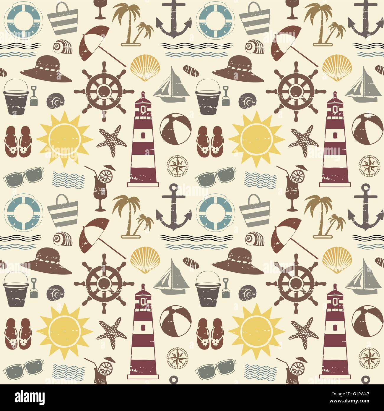 Sea themed seamless pattern 2 Stock Vector Image & Art - Alamy