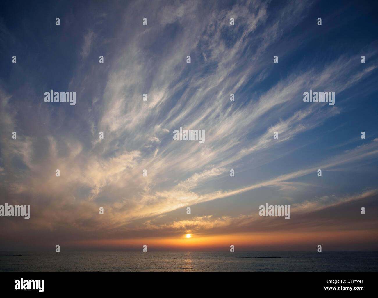 sun-set over the mediterranean sea. Photographed in Israel Stock Photo ...