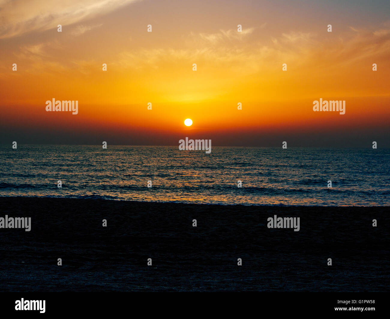 sun-set over the mediterranean sea. Photographed in Israel Stock Photo ...