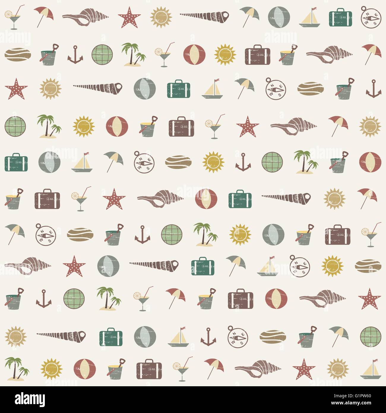 Seamless pattern with summer and sea related objects Stock Vector Image ...