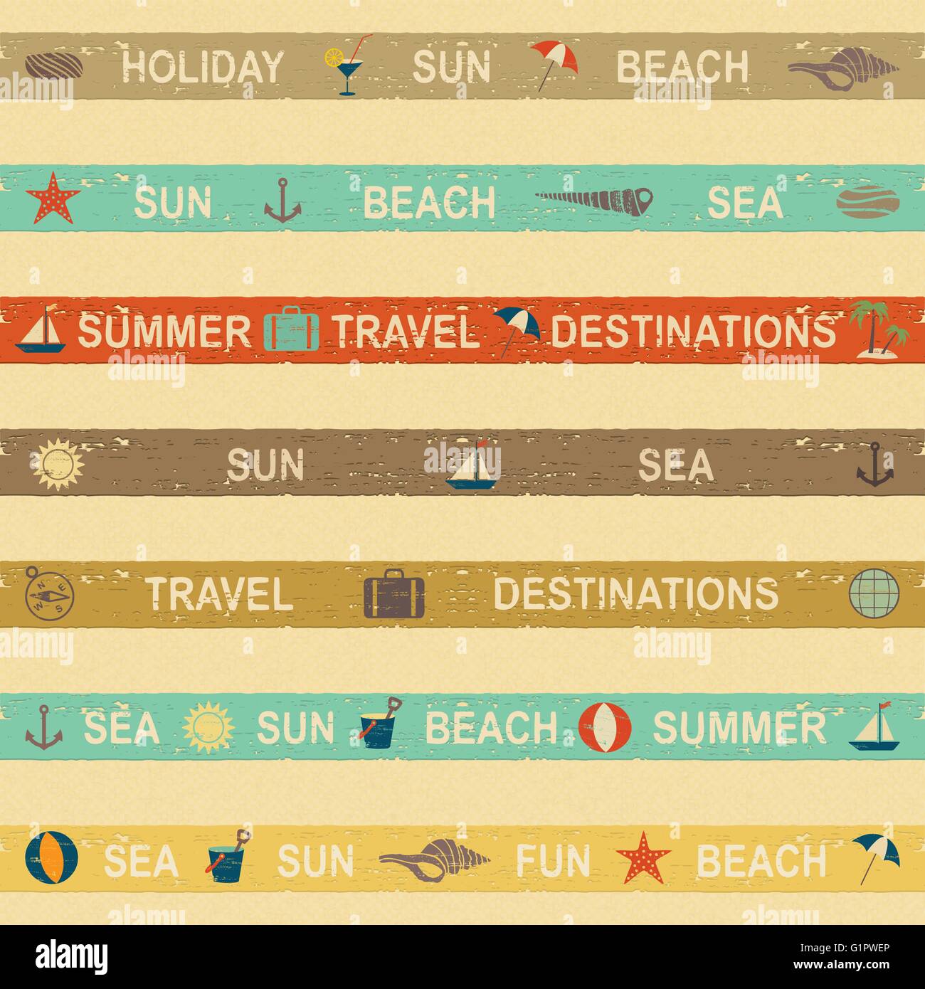 Summer and sea themed banners on beige textured background Stock Vector ...