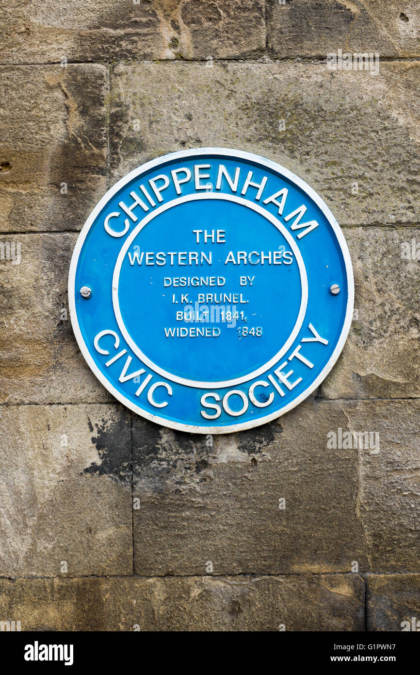 The Western Arches Blue Plaque Chippenham Stock Photo - Alamy