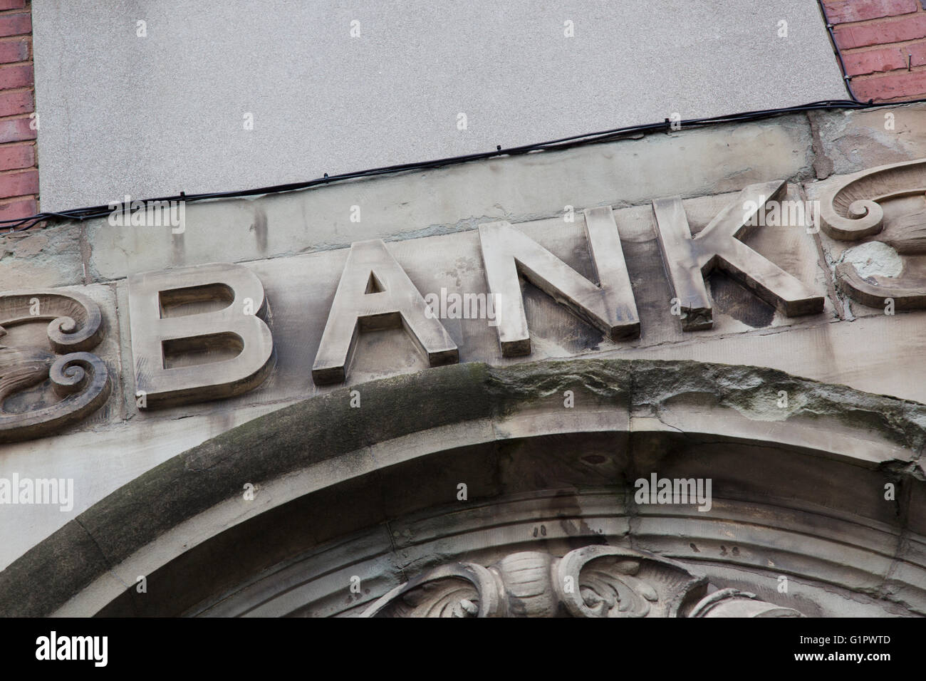 Bank Sign on Building Facade Stock Photo - Alamy