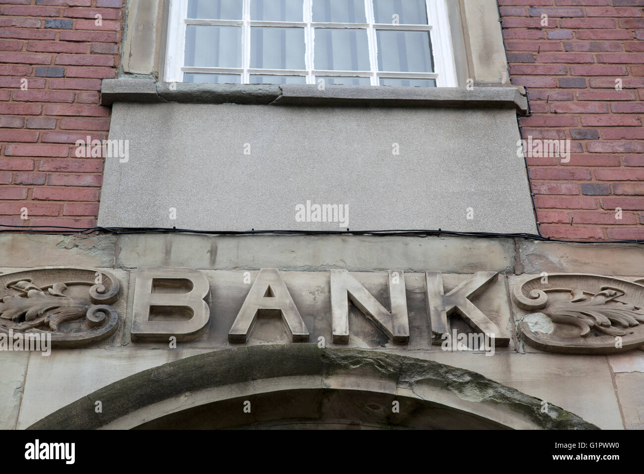 Bank Sign on Building Facade Stock Photo - Alamy