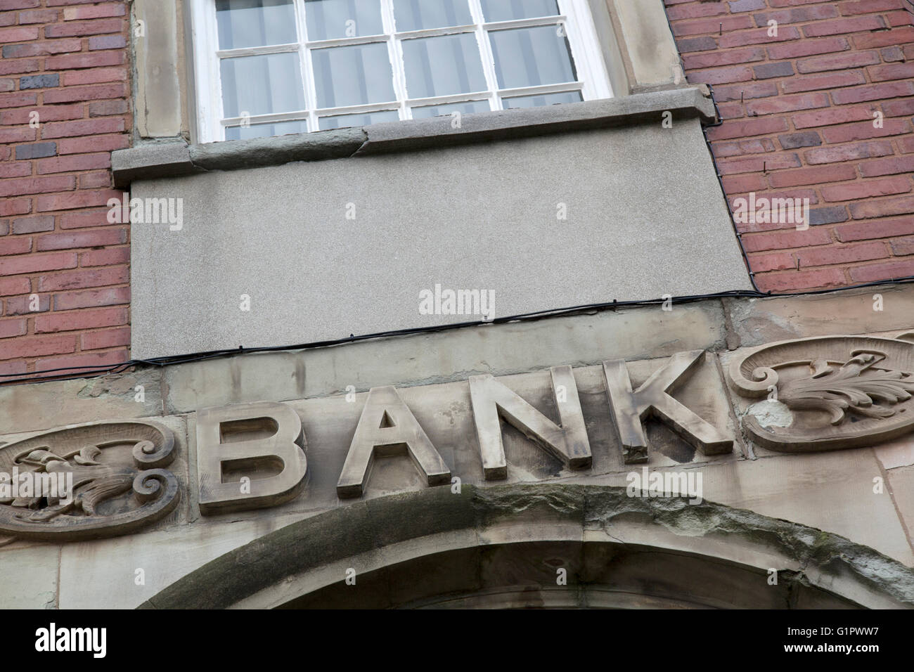 Bank Sign on Building Facade Stock Photo - Alamy
