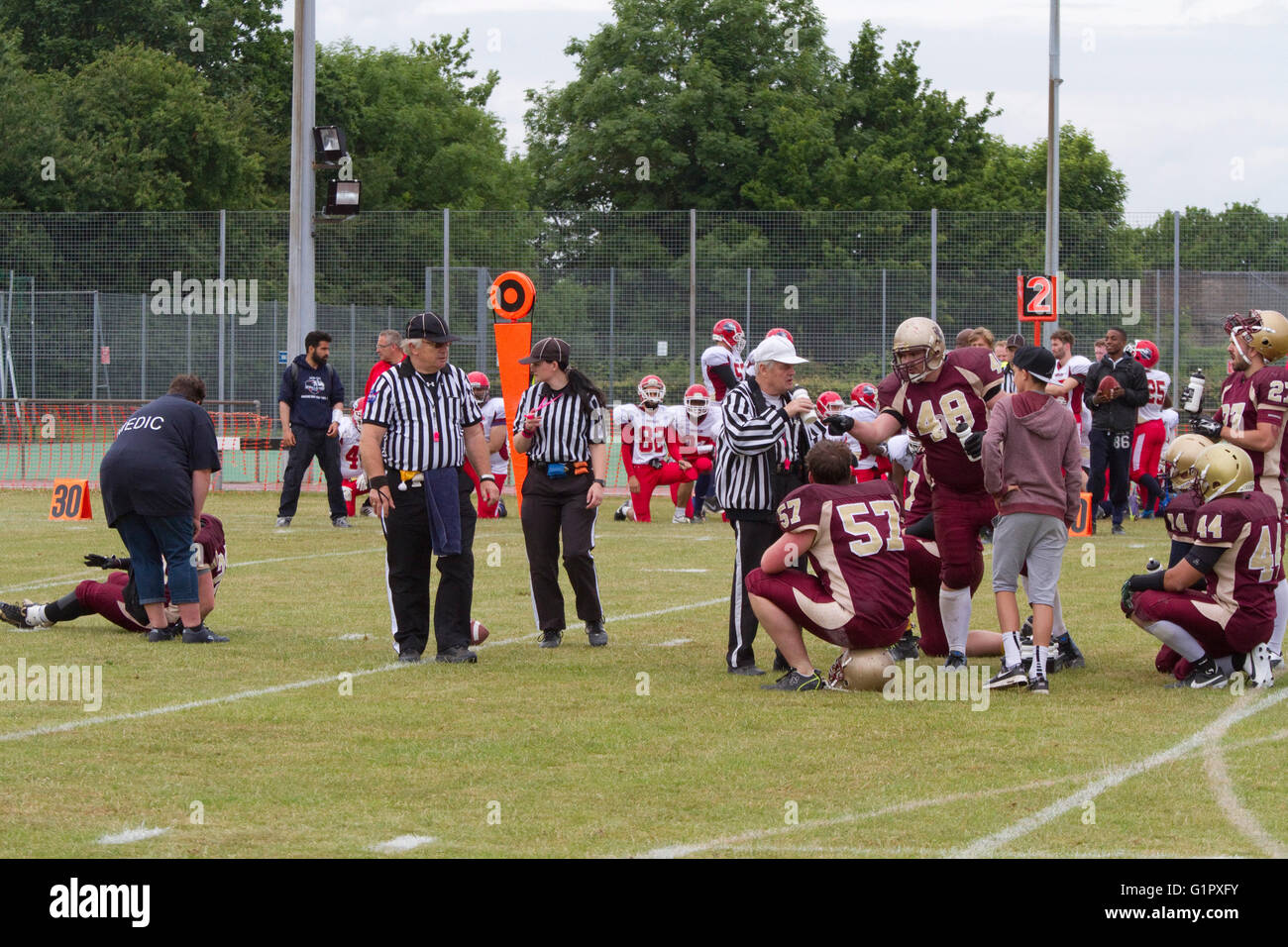 The Ipswich Cardinals in maroon at home play the Wembley Stallions in ...