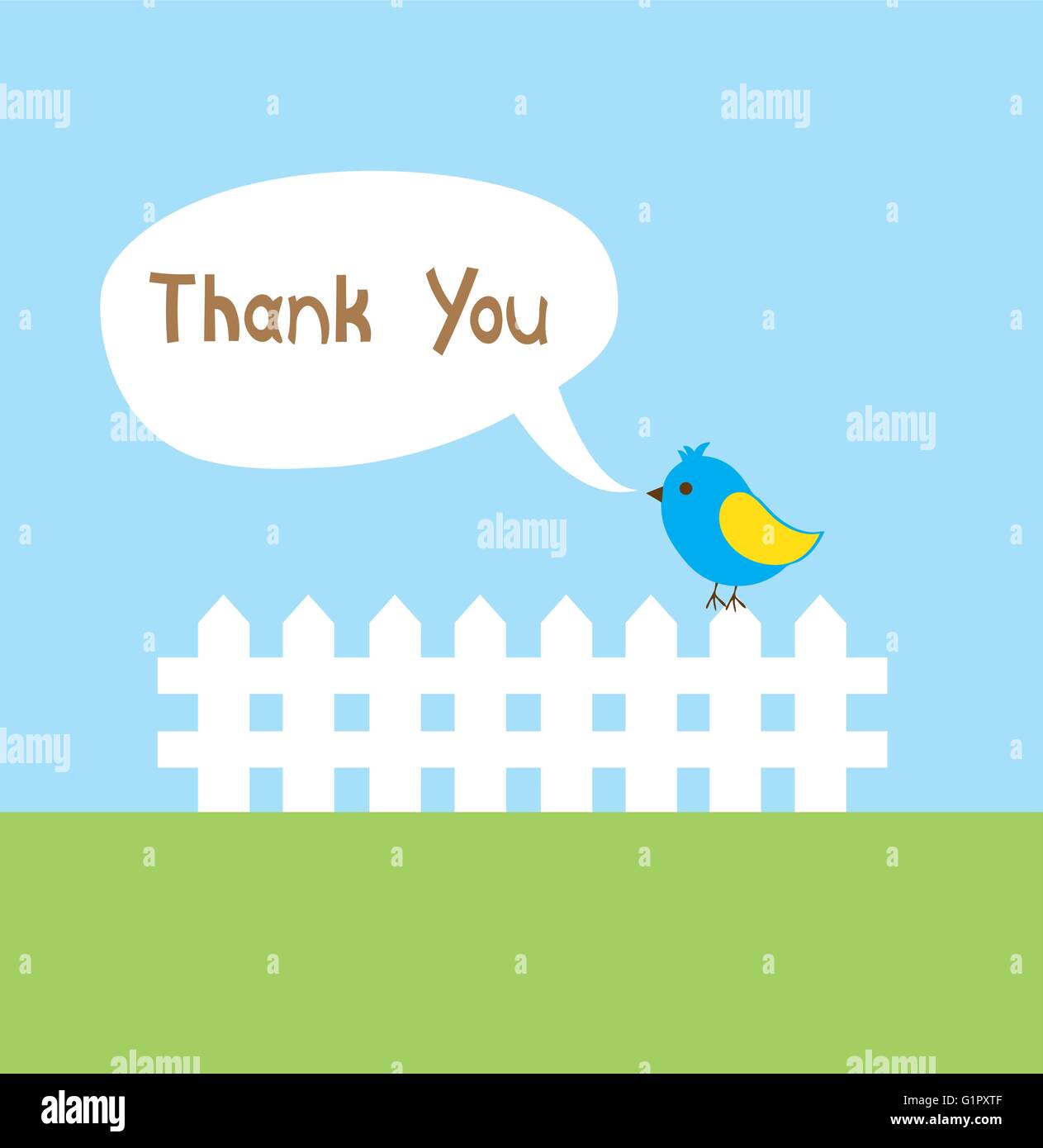 vector illustration of a thank you card with birds Stock Vector Image ...