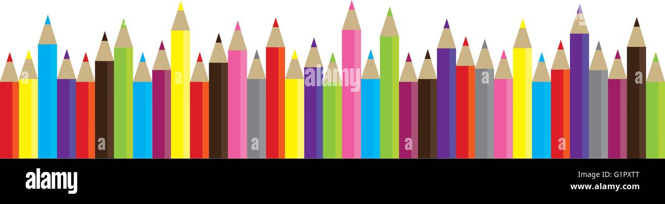 vector illustration of raw of colorful pencils Stock Vector Image & Art ...