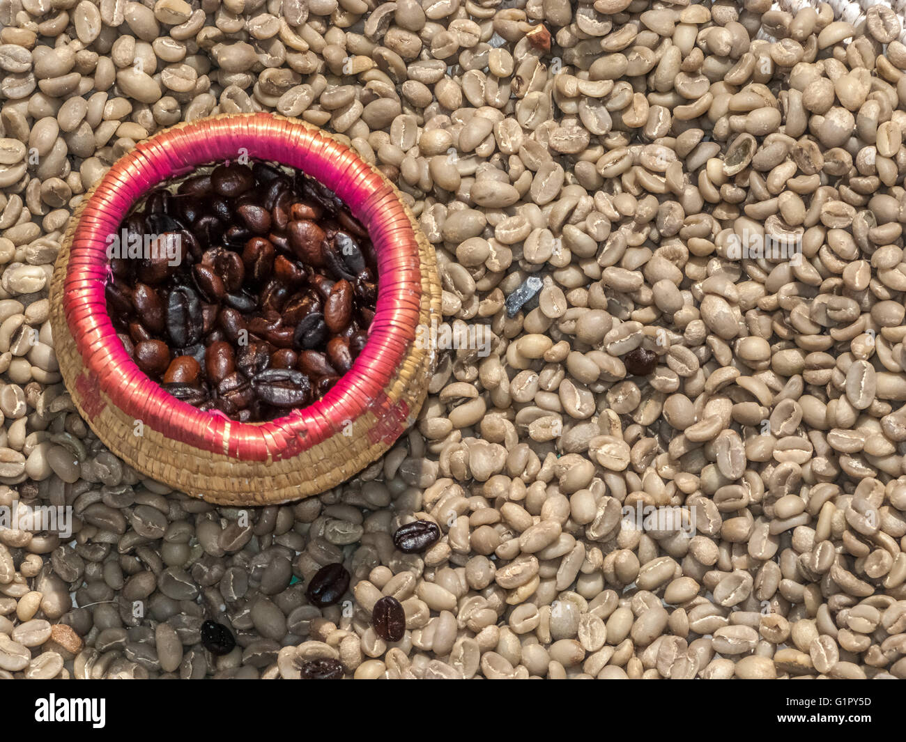 Roasted coffee & coffee not roasted, Ethiopia Stock Photo - Alamy