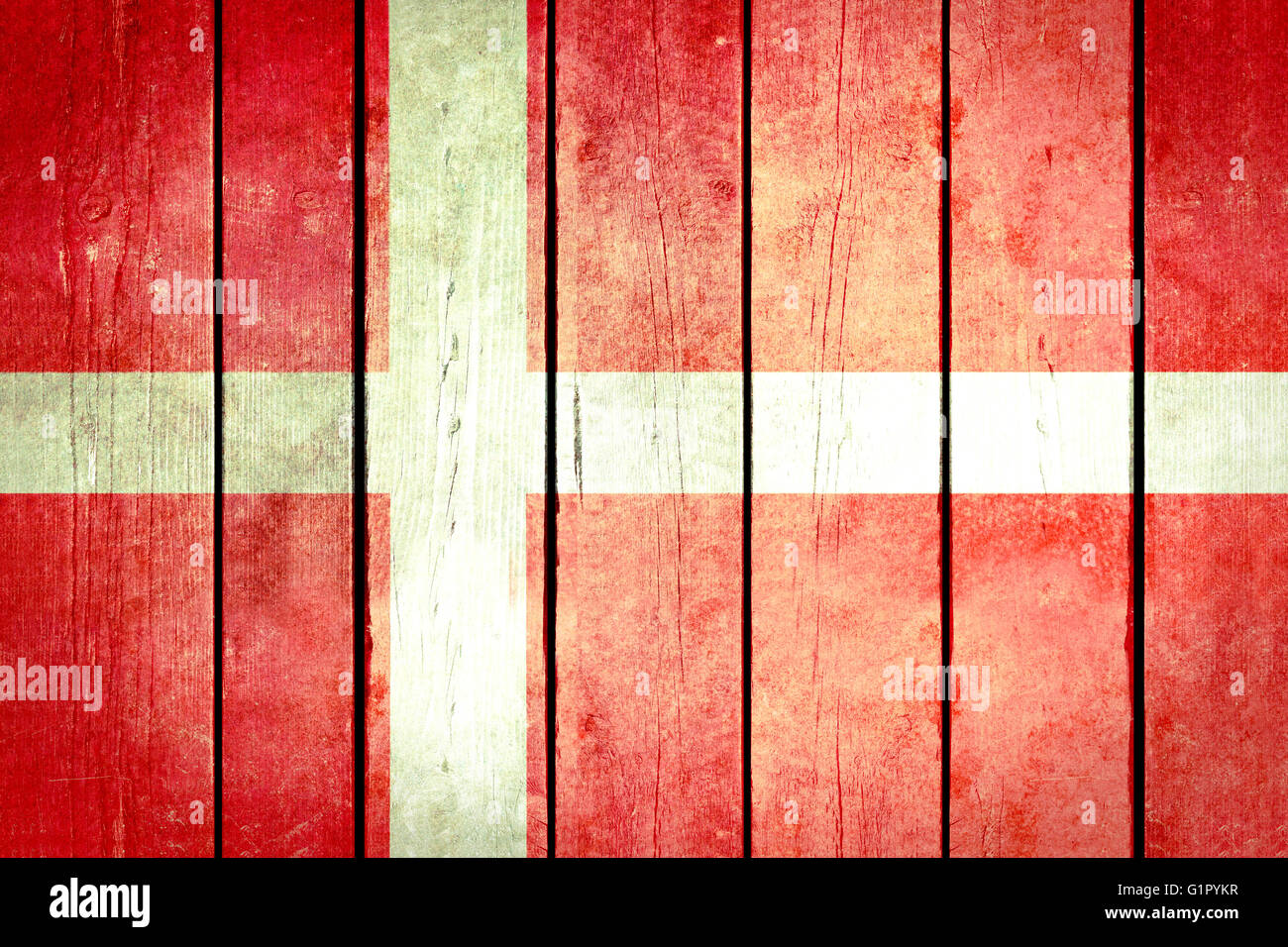 Denmark wooden grunge flag. Denmark flag painted on the old wooden ...