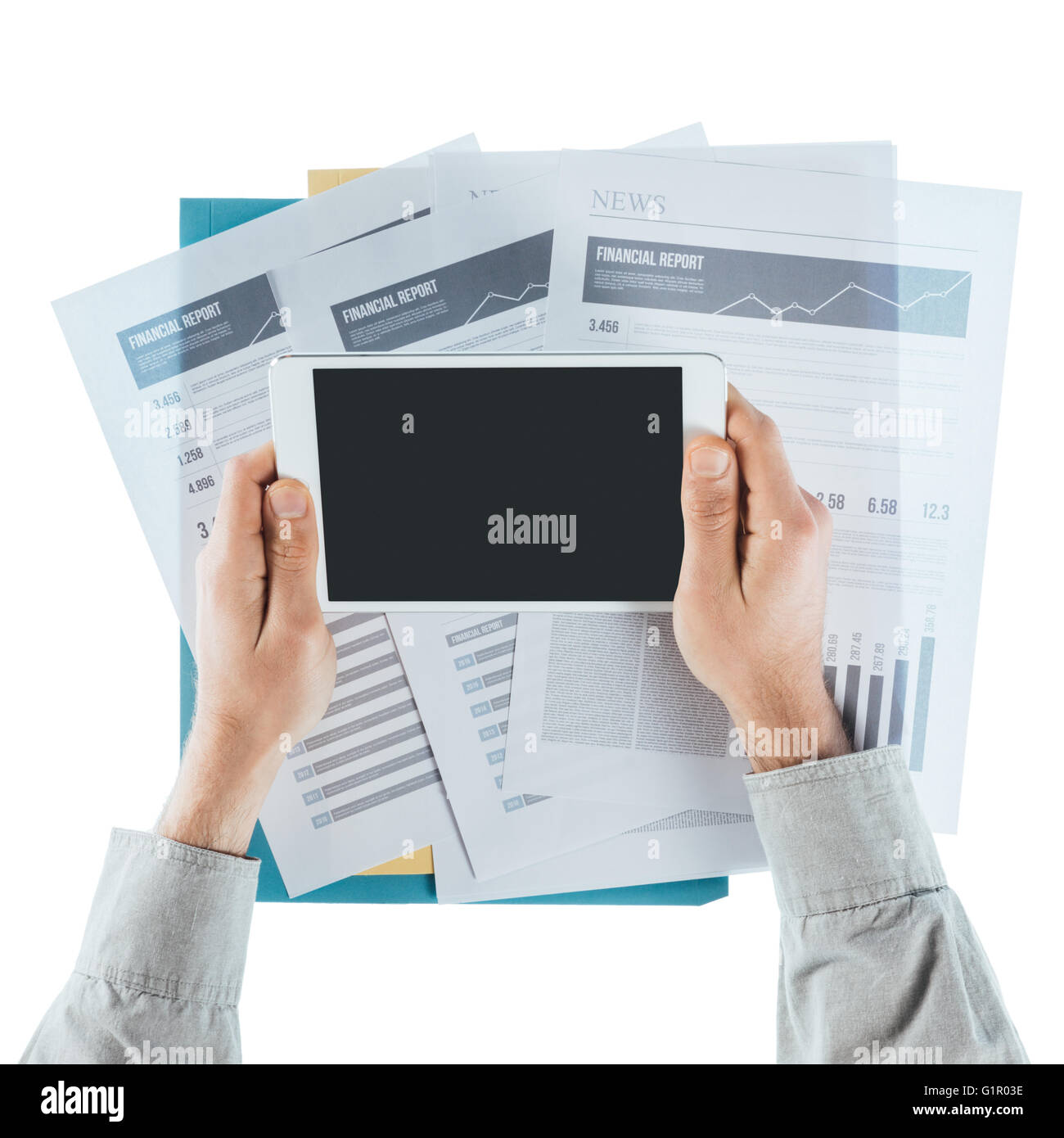 Businessman using tablet mobile Cut Out Stock Images & Pictures - Alamy