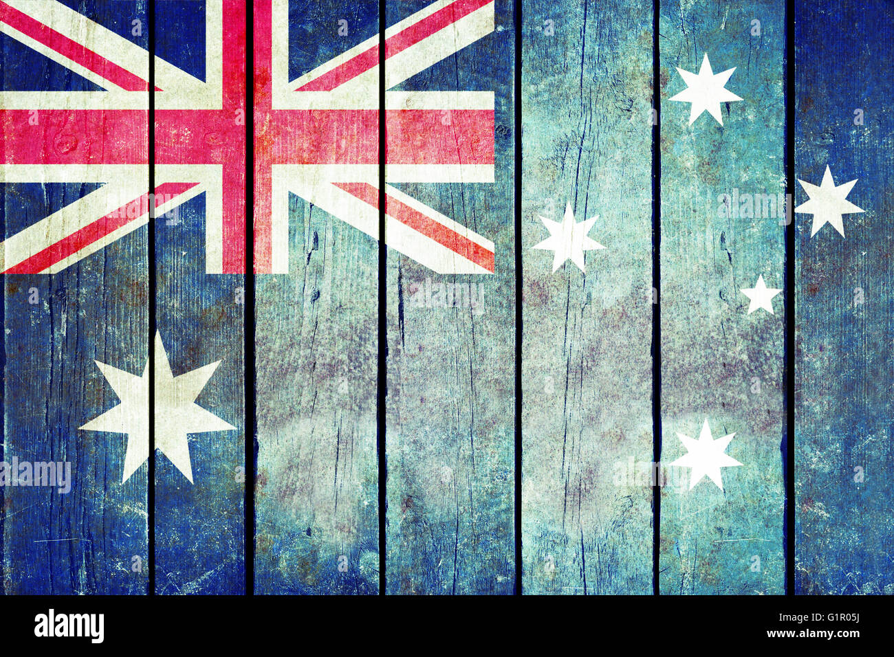 Australia wooden grunge flag. Australia flag painted on the old wooden ...