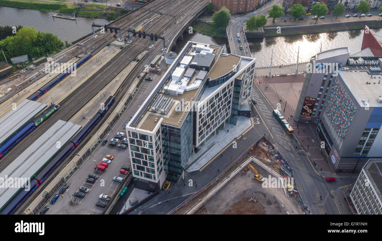 Aerial views over Cardiff Central Square and City Centre PHILLIP ...