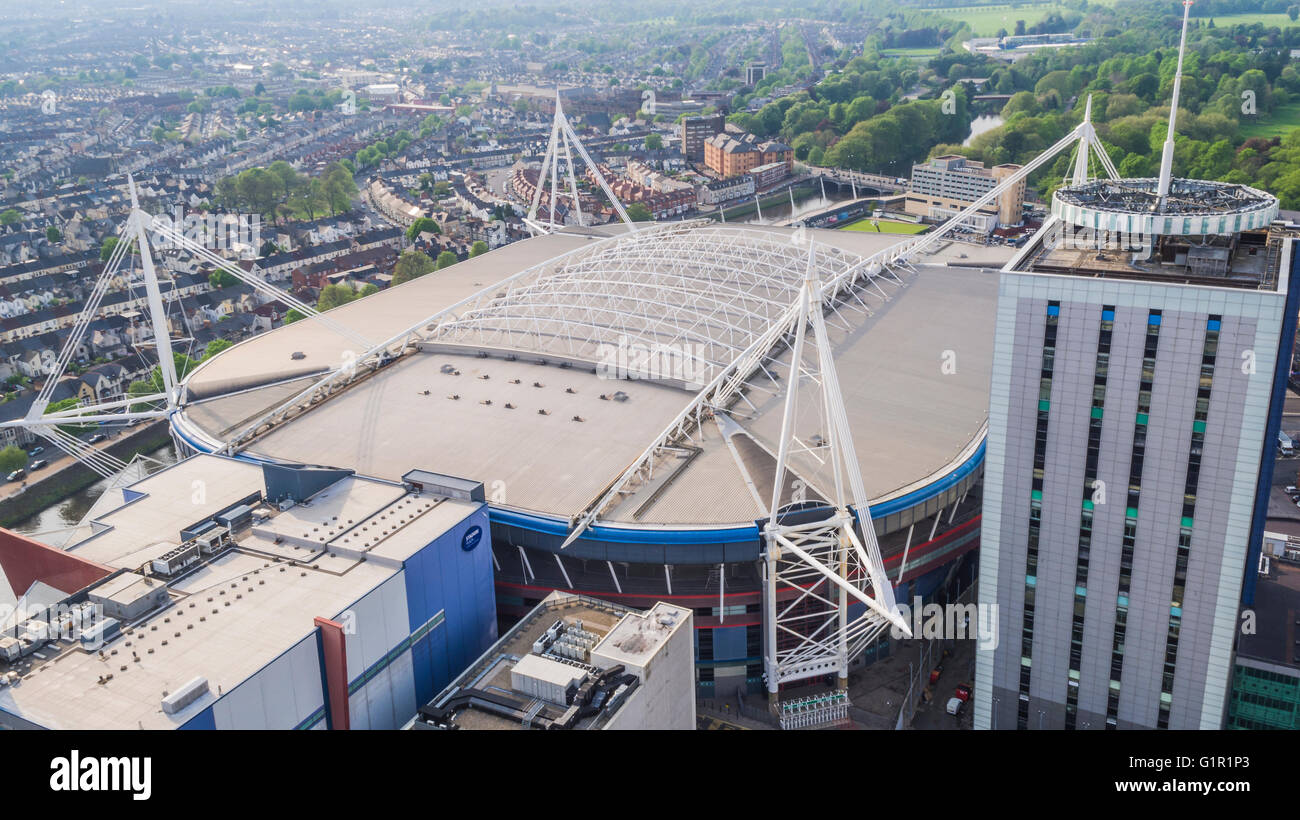 Aerial views over Cardiff Central Square and City Centre PHILLIP ...