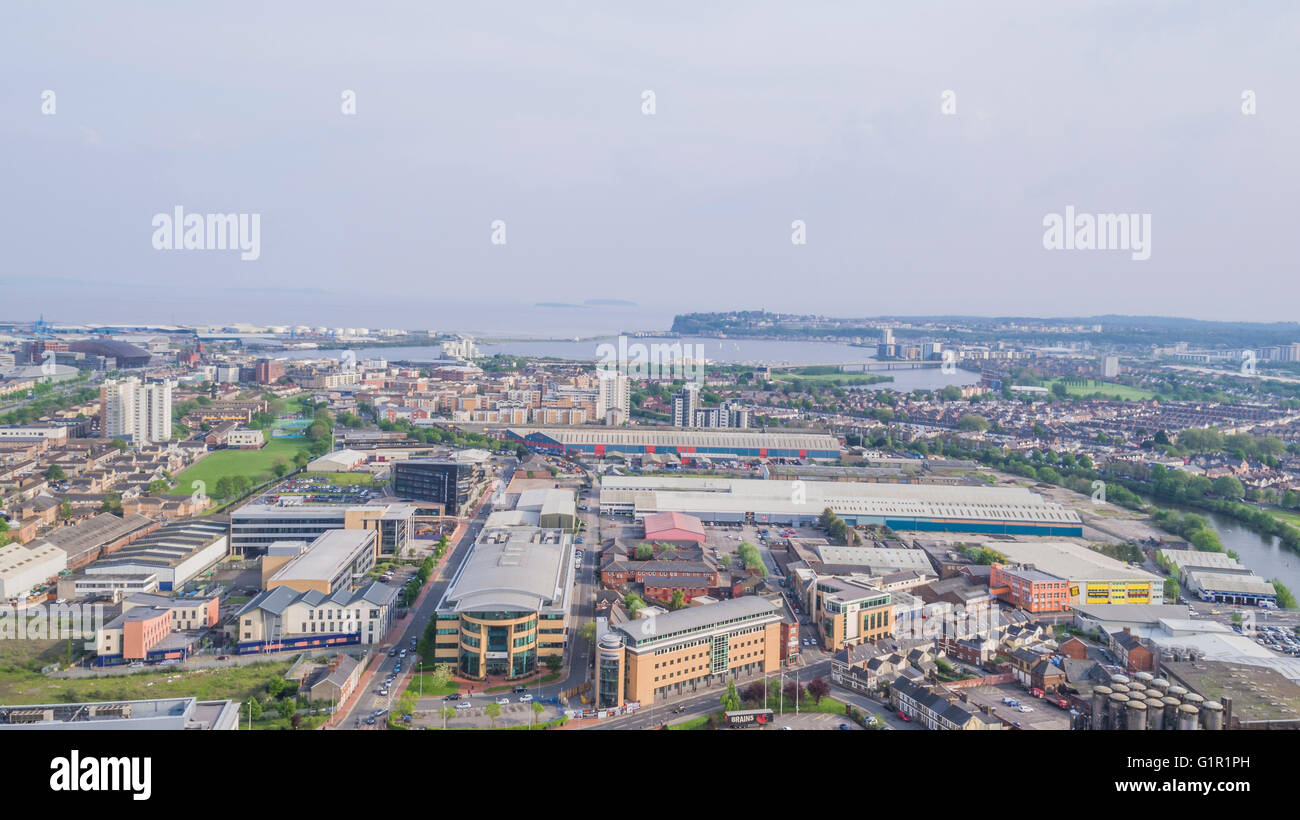 Aerial views over Cardiff Central Square and City Centre PHILLIP ...