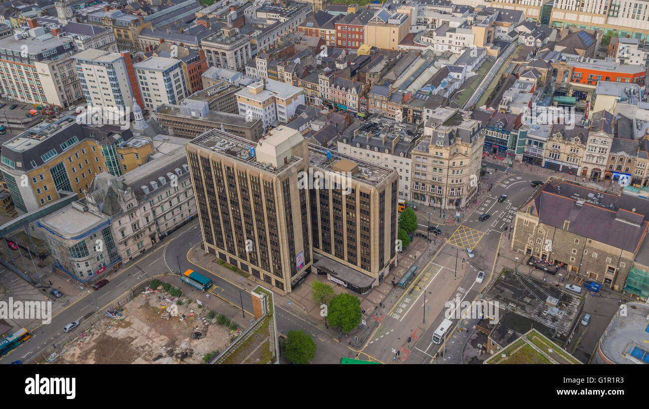 Aerial views over Cardiff Central Square and City Centre PHILLIP ...
