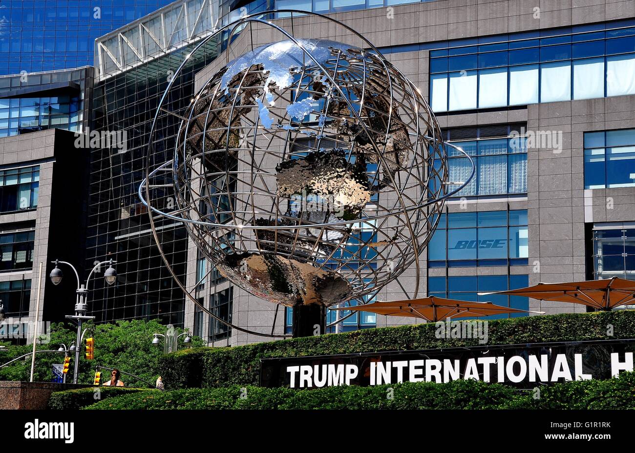New York City: The stainless steel Unisphere sculpture in front of ...