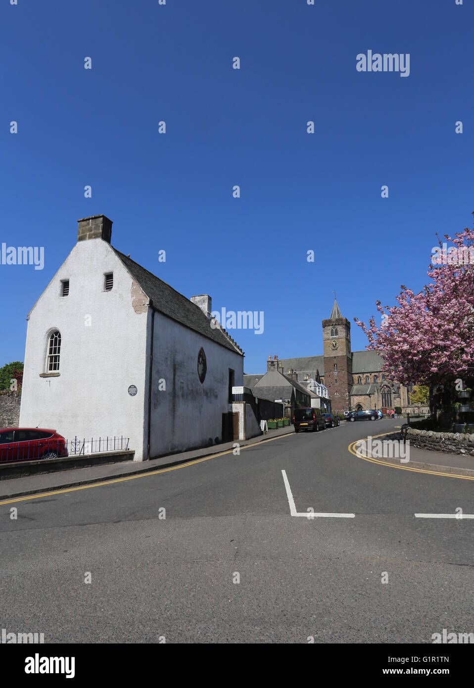 Leighton Library and Dunblane cathedral Scotland May 2016 Stock Photo ...
