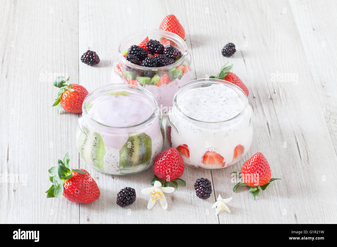 Yogurt With Red Fruits Stock Photo - Alamy
