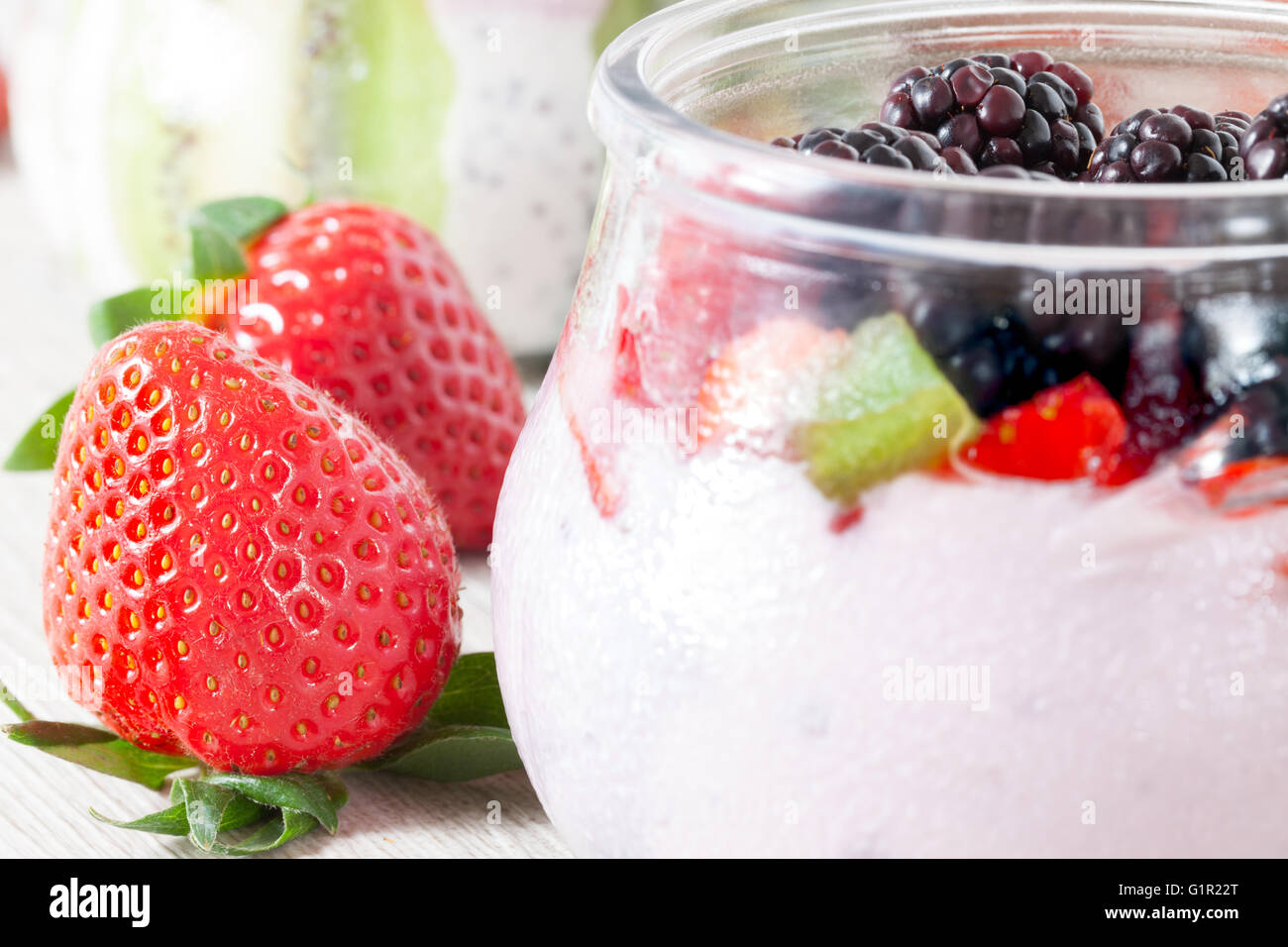 Red Fruits Yogurt Stock Photo - Alamy