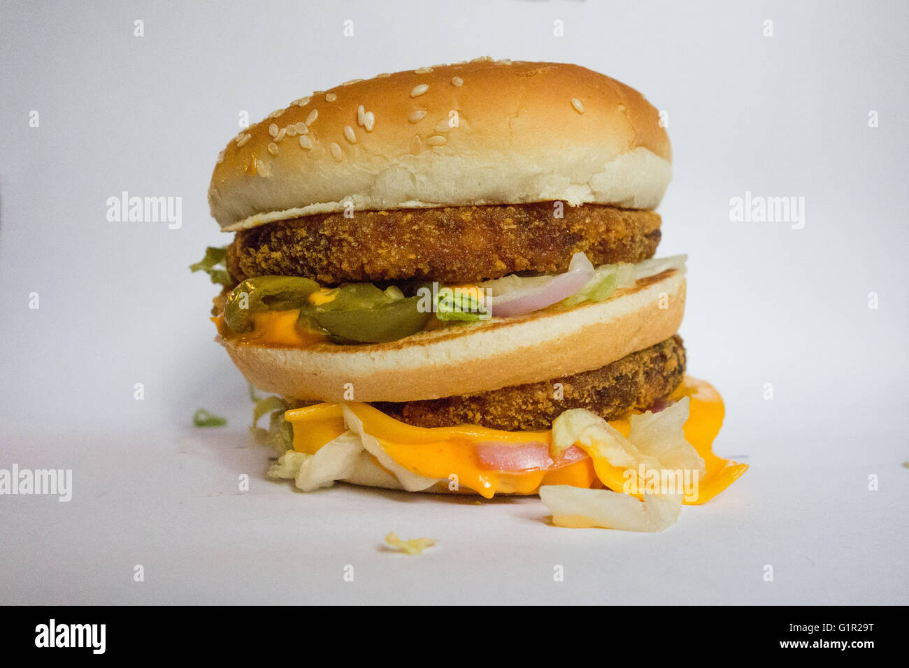 McDonald's Vegetarian Maharaja Mac burger on a white background Stock ...