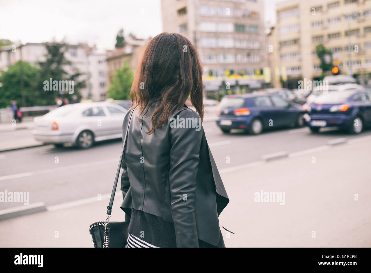 Woman walk street back hi-res stock photography and images - Alamy