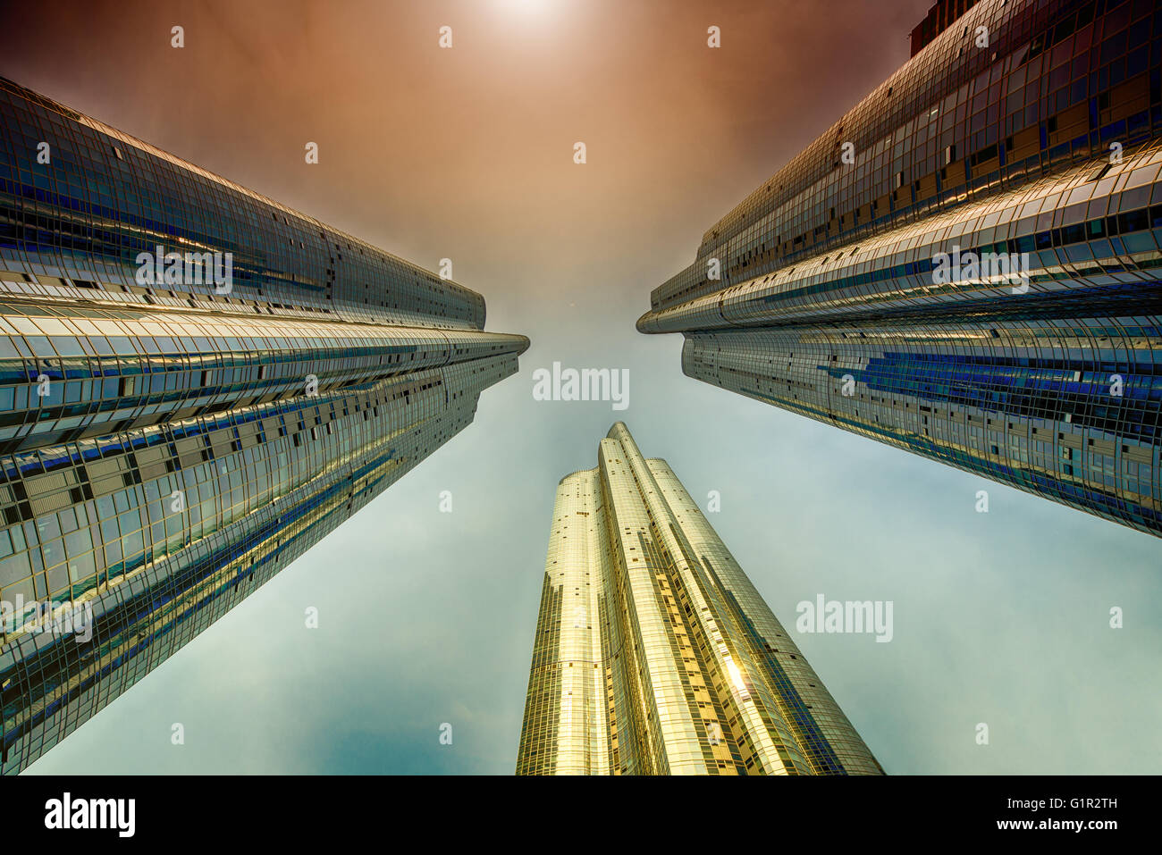 Set of three buildings Stock Photo - Alamy