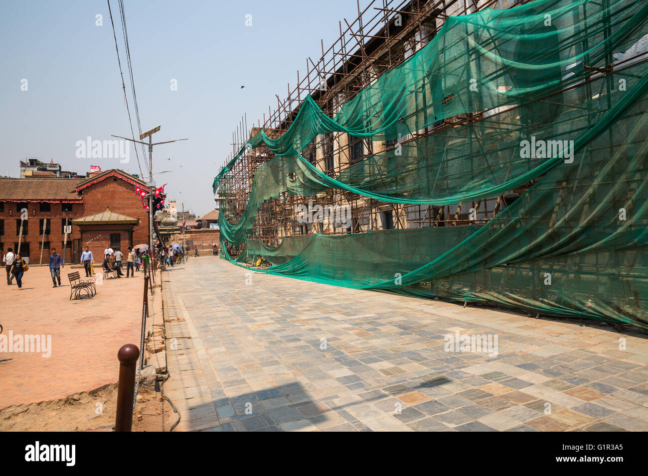 KATHMANDU, NEPAL-APRIL 25: Street of Kathmandu 25, 2016 in Kathmandu, Nepal. Street view of ...
