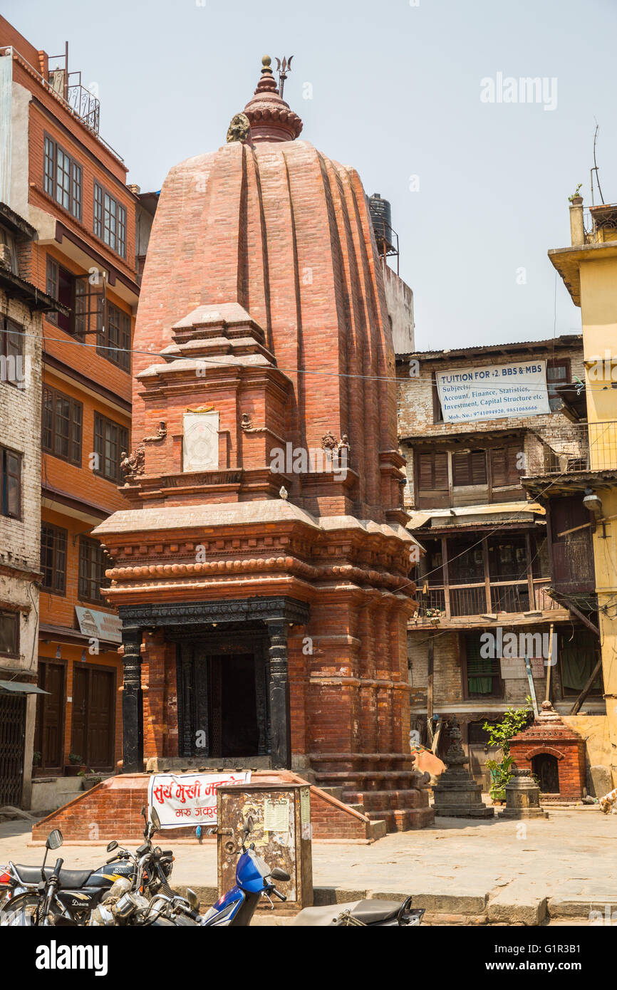 KATHMANDU, NEPAL-APRIL 25: Street of Kathmandu 25, 2016 in Kathmandu, Nepal. Street view of ...