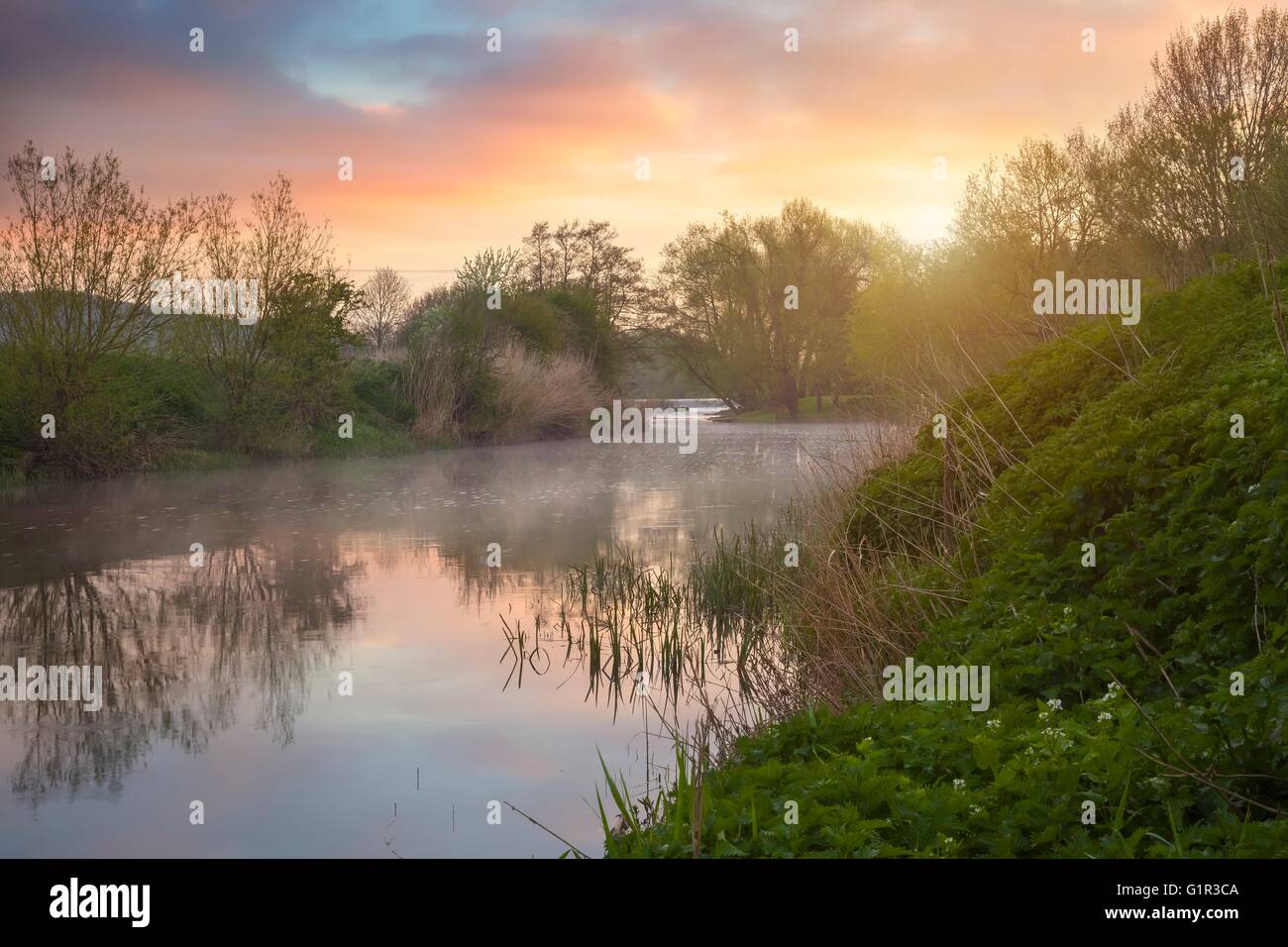 River Avon at dawn, Welford on Avon, Warwickshire, England Stock Photo ...